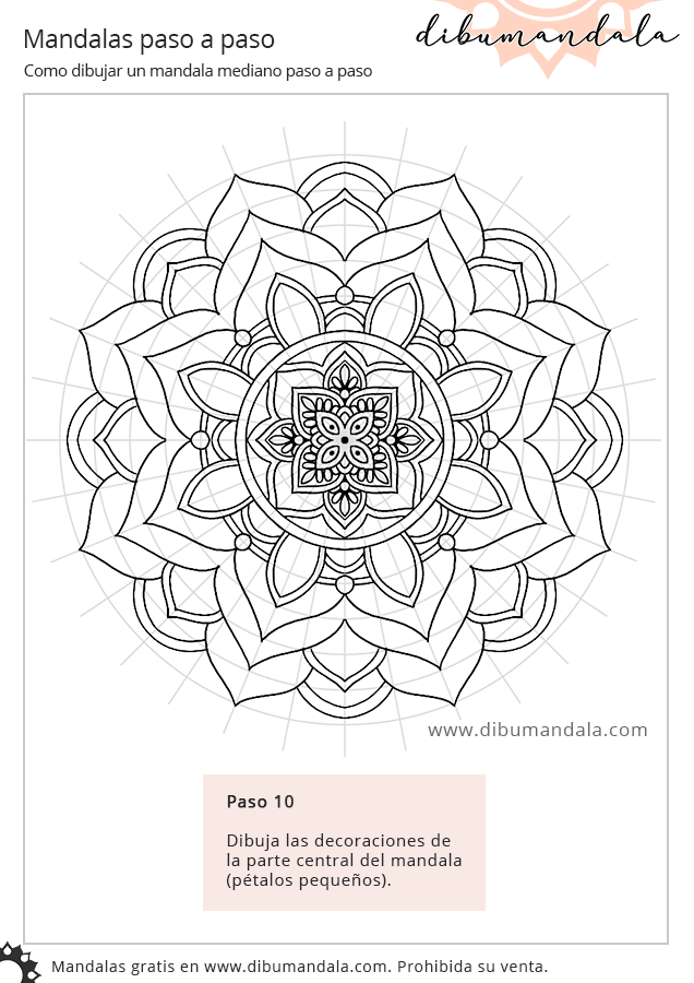 Como dibujar un mandala mediano - Dibumandala